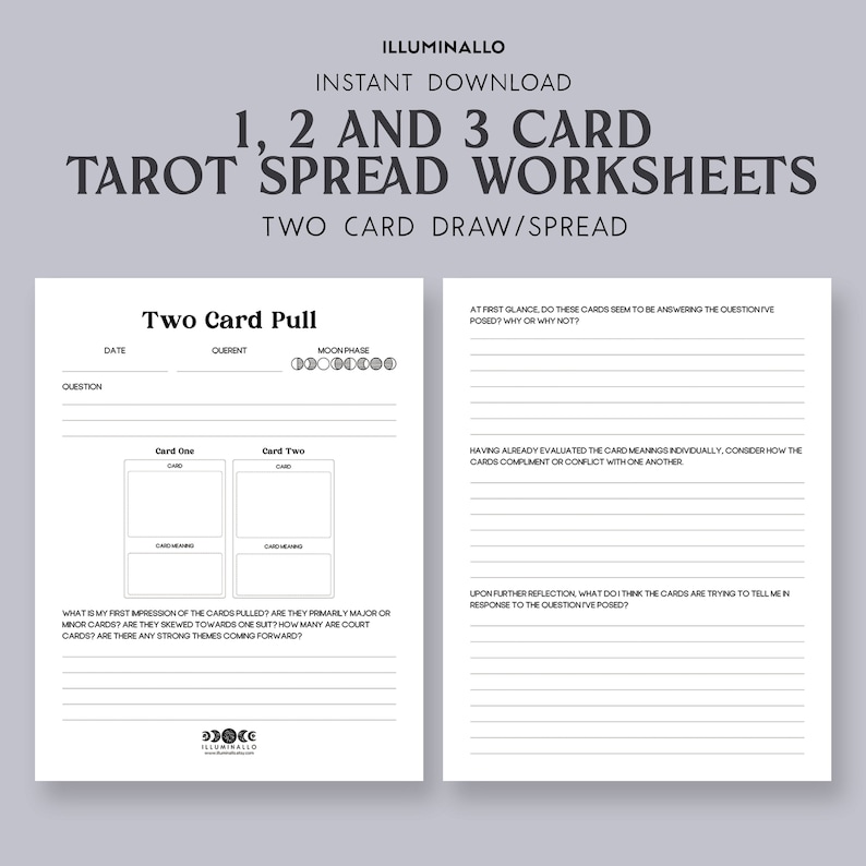 Tarot Worksheet, Tarot Spread Printable, Tarot Workbook Page, Tarot ...