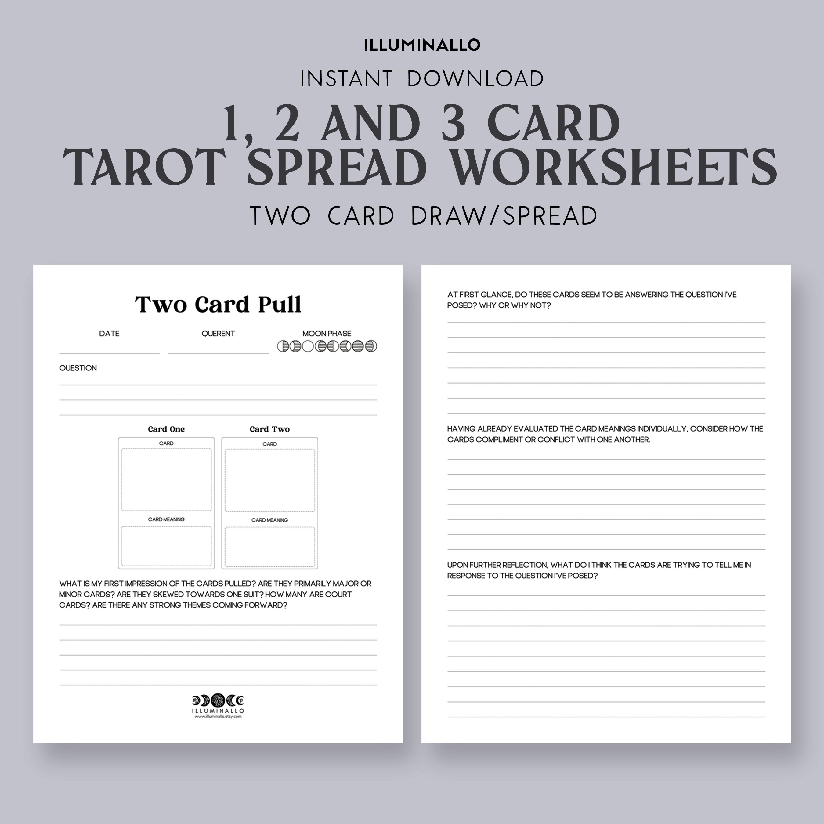 Tarot Worksheet, Tarot Spread Printable, Tarot Workbook Page, Tarot ...
