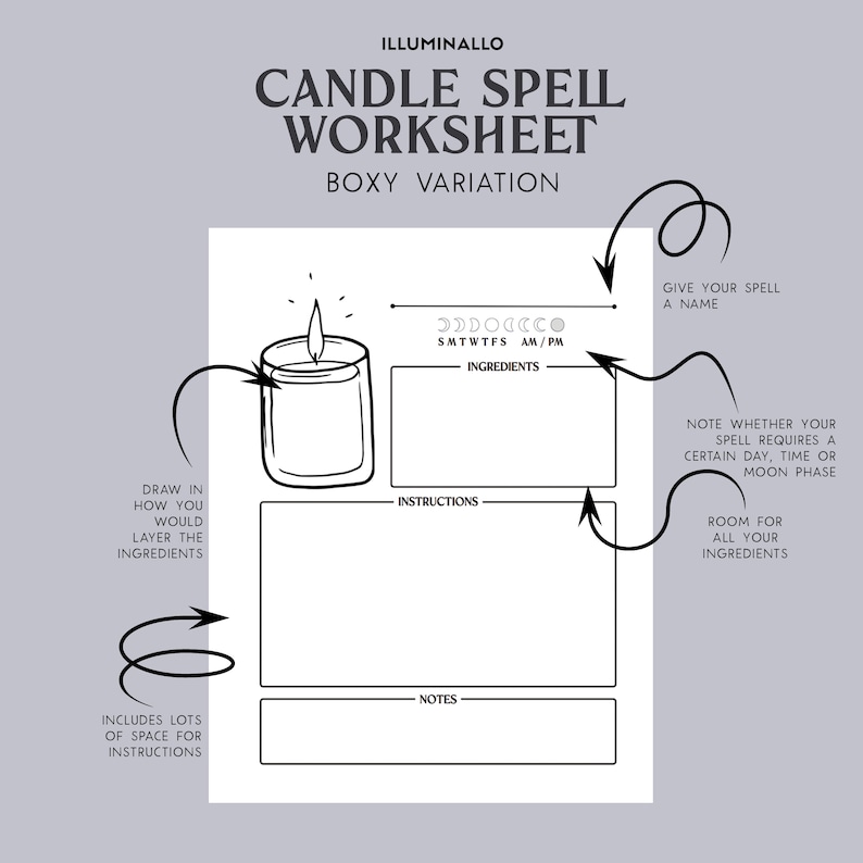 Candle Magic Worksheet, Candle Spell Worksheet, Printable Witch ...