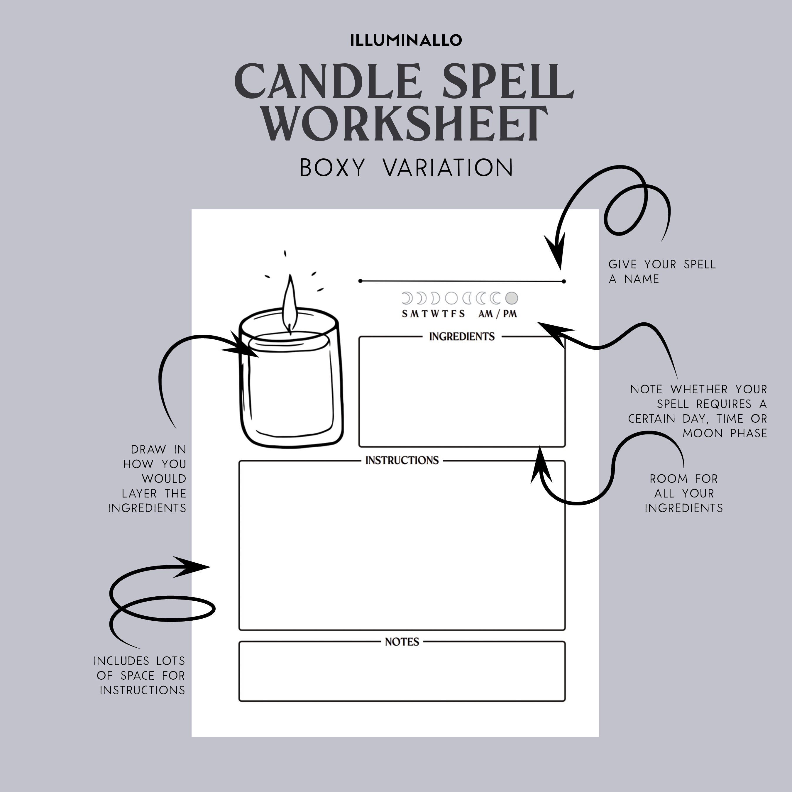 Candle Magic Worksheet, Candle Spell Worksheet, Printable Witch ...