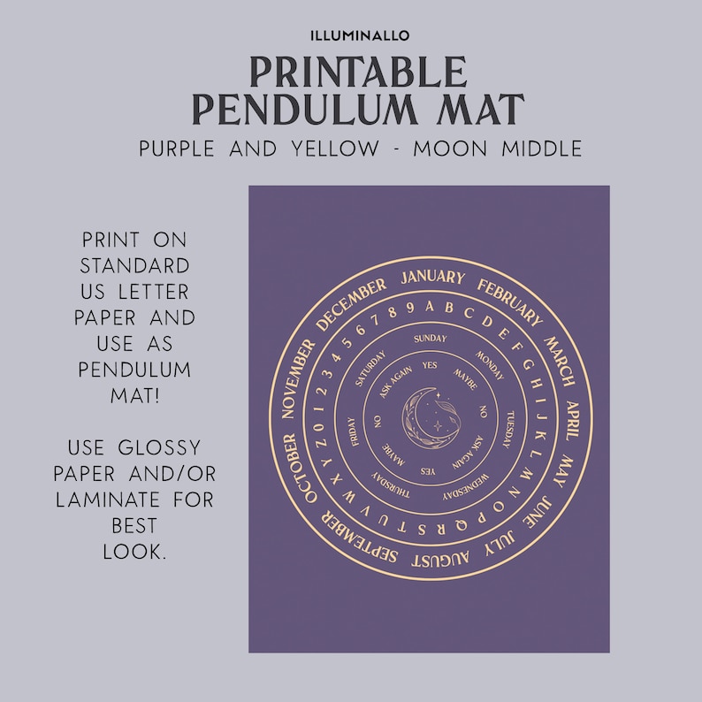Pendulum Board Printable, Pendulum Mat Printable, Downloadable Pendulum ...