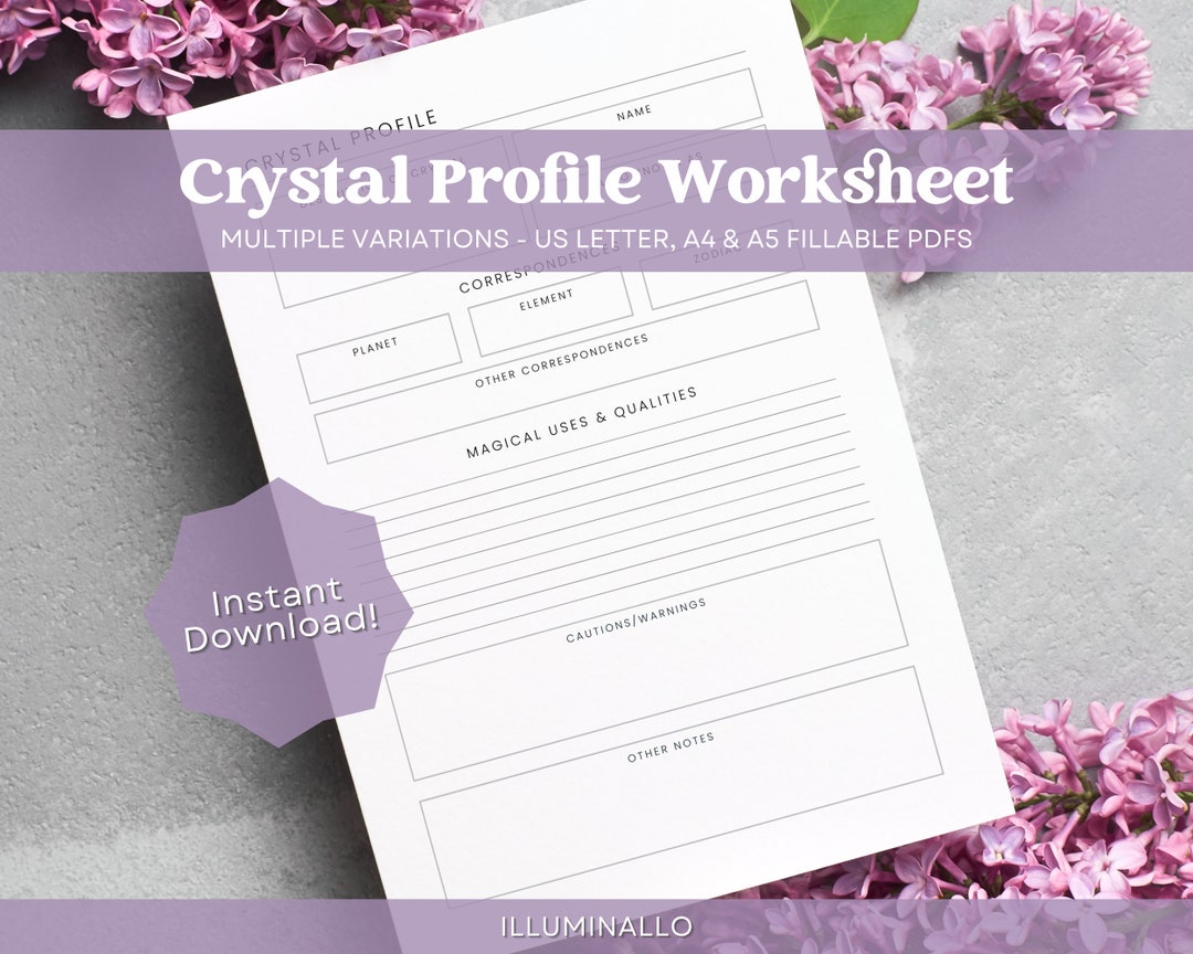 Printable Crystal Profile Worksheets Printable Grimoire - Etsy