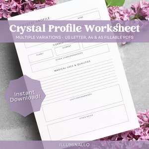 Printable Crystal Profile Worksheets Printable Grimoire - Etsy