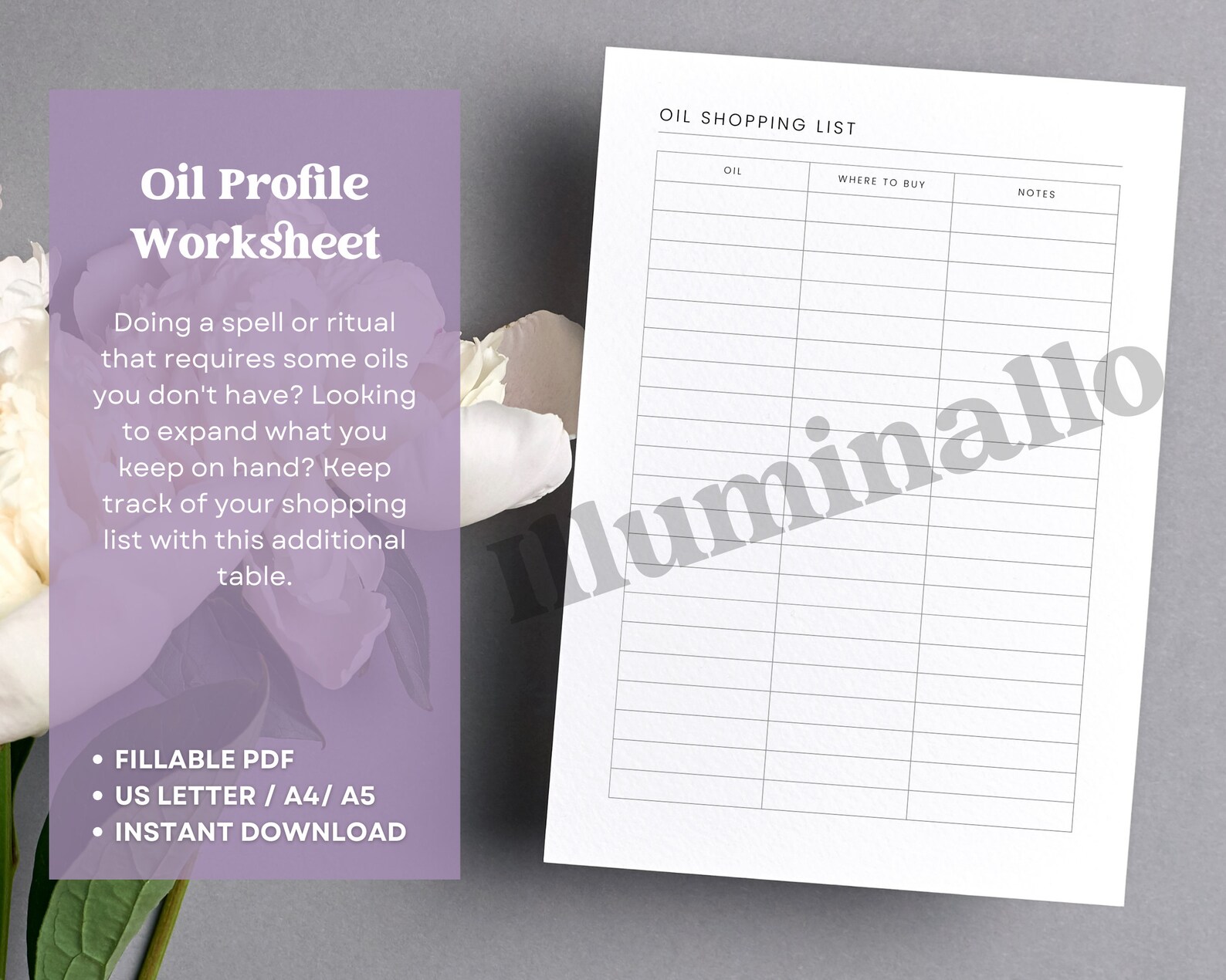 Printable Oil Profile, Essential Oil Worksheet, Printable Grimoire ...