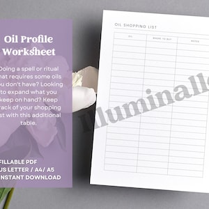 Printable Oil Profile, Essential Oil Worksheet, Printable Grimoire ...