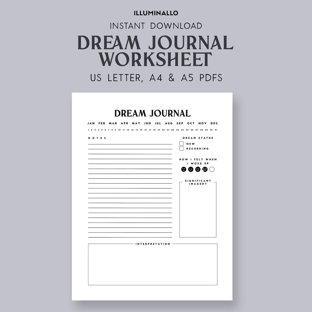 Printable Dream Journal, Dream Journal Printable, Dream Journal ...