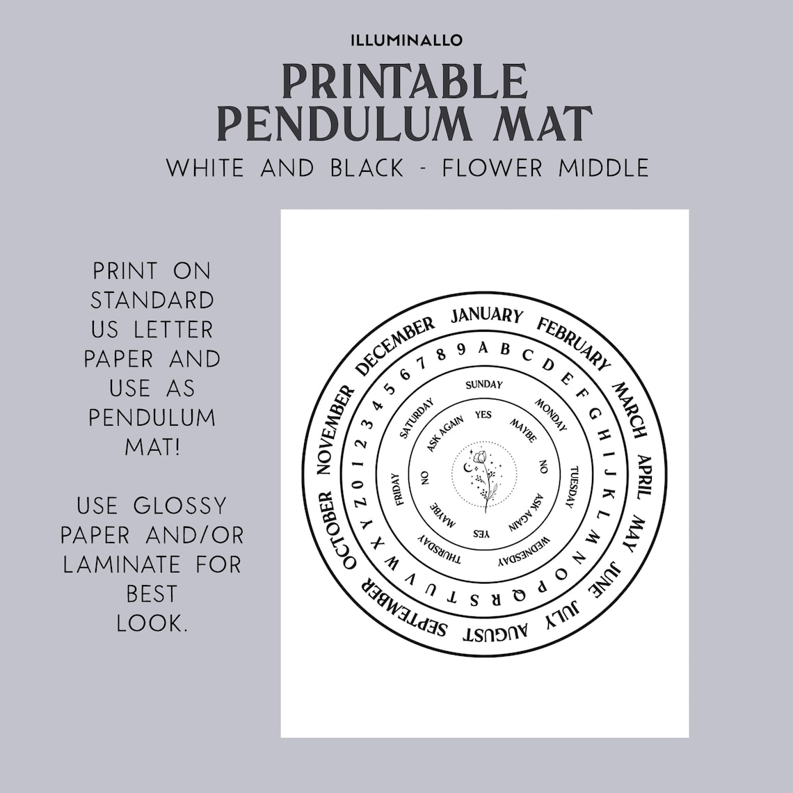 Pendulum Board Printable, Pendulum Mat Printable, Downloadable Pendulum ...