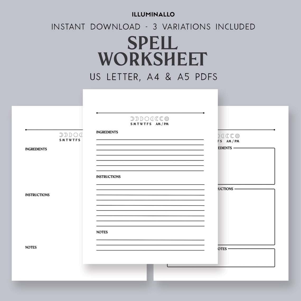 Spellwork Worksheet, Printable Spellwork PDF, Printable Witch Worksheet ...
