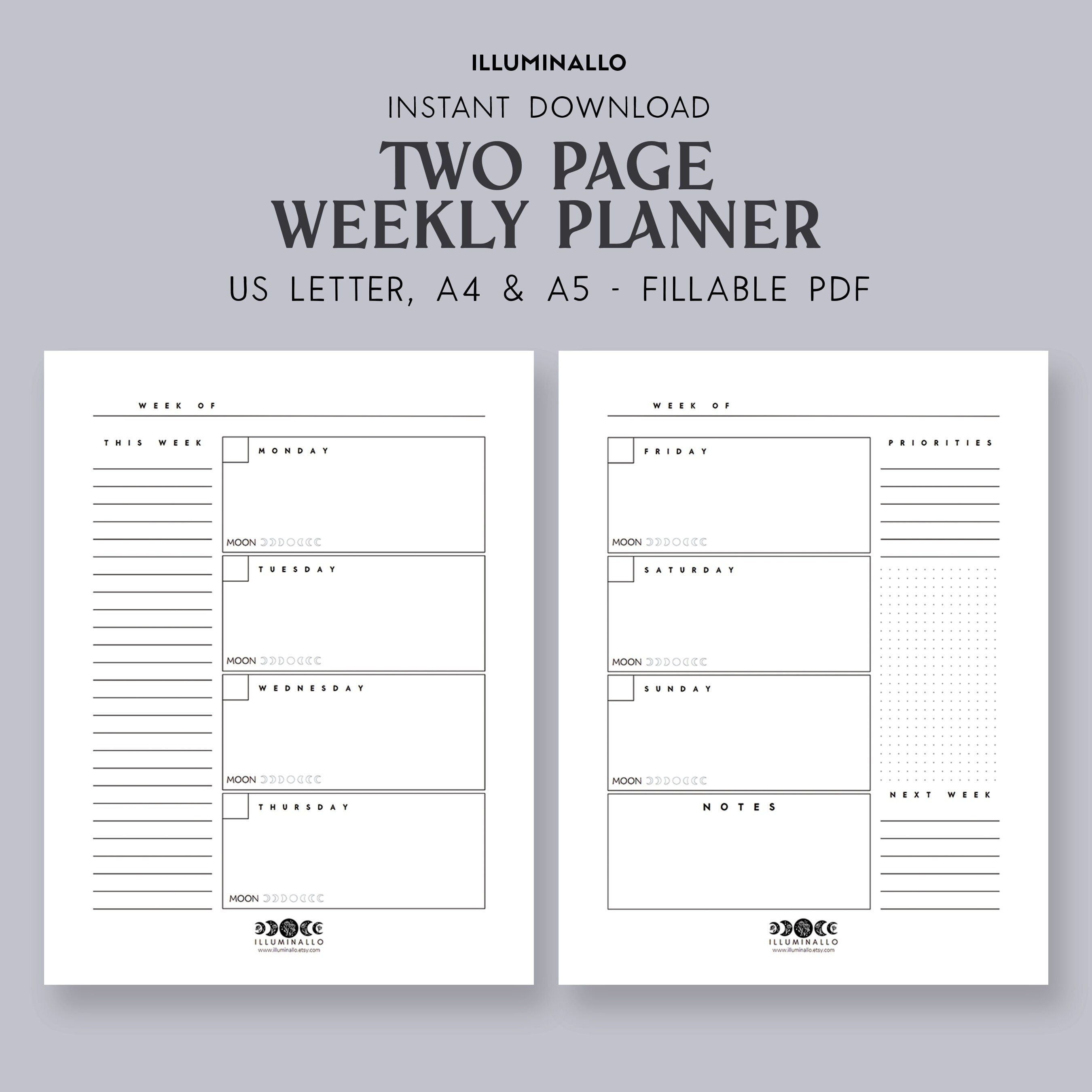 Undated Minimalist Planner With Moon Phase Tracking, Minimalist Planner ...