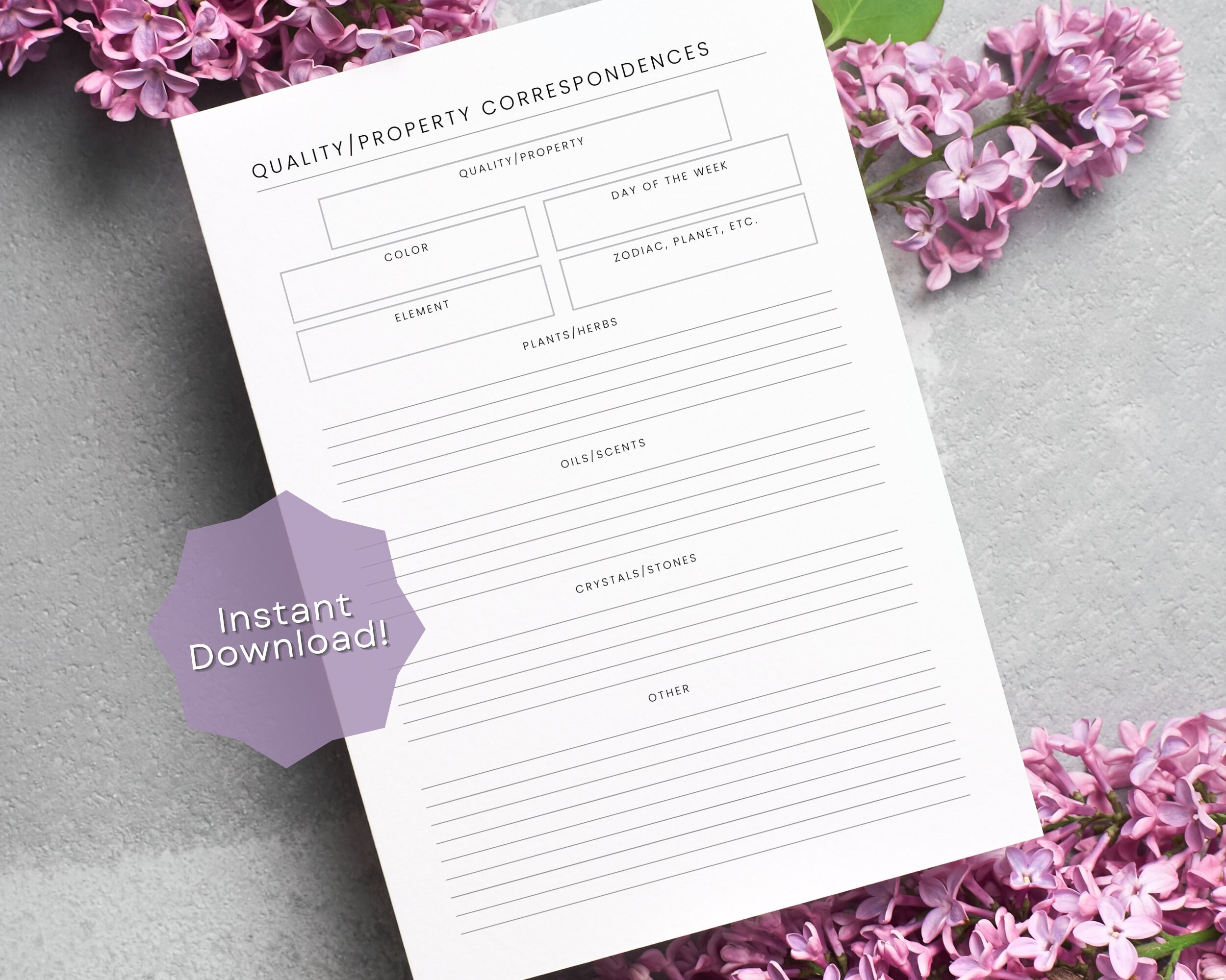 Magical Correspondences Printable Worksheet, Magical PDF Worksheet ...