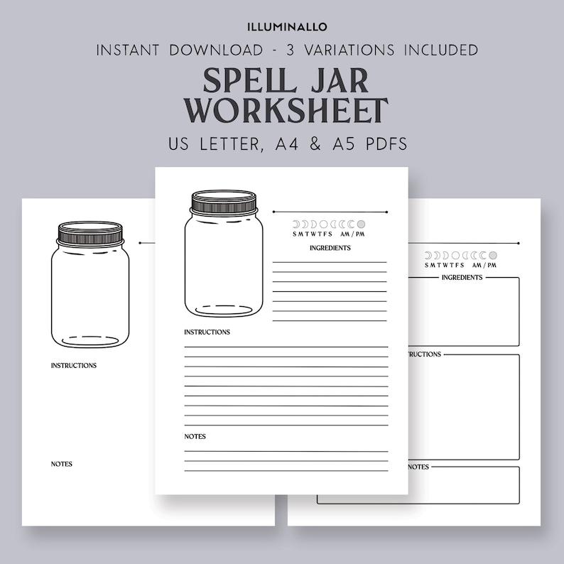 Spell Jar, Spell Jar Printable Worksheet, Magic Worksheet Printable ...