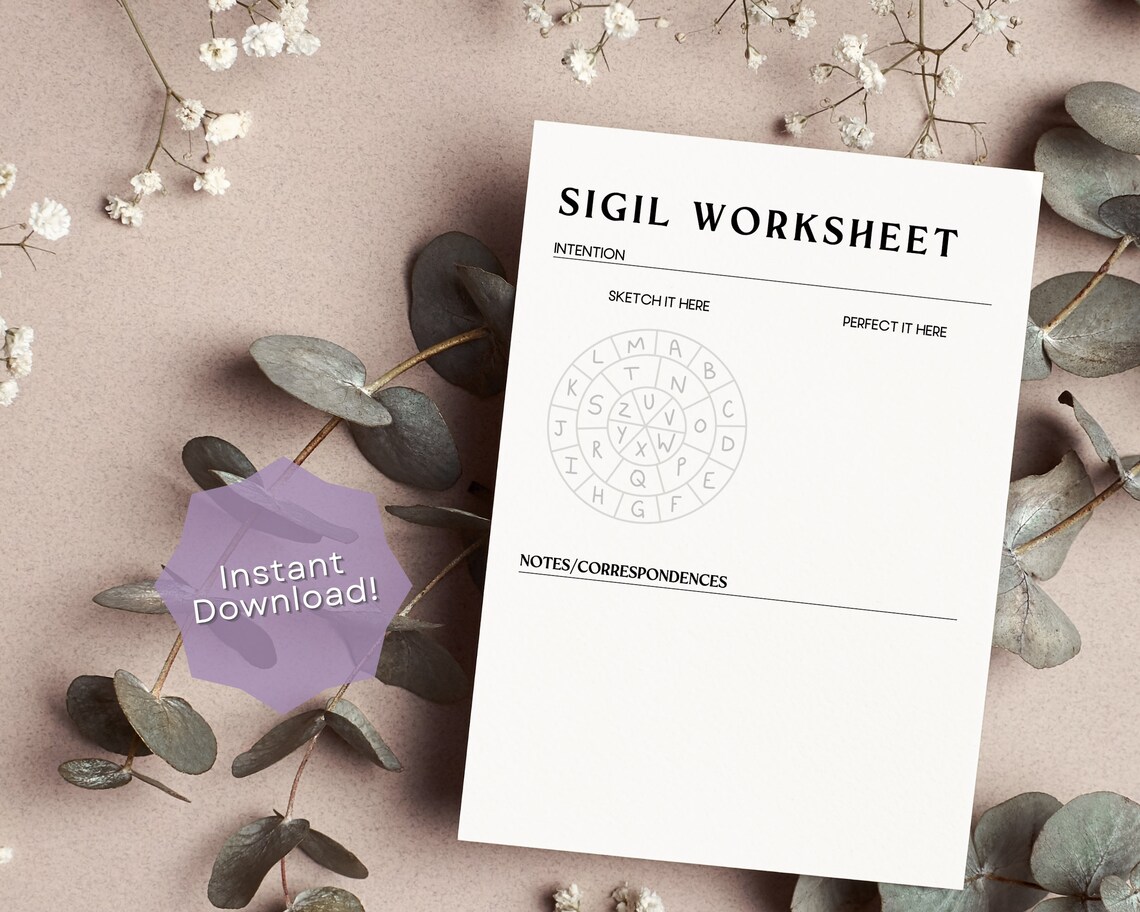 Sigil Making Printable Worksheet, Grimoire Pages Printable, Printable ...