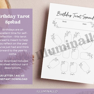 Printable Birthday Tarot Spread Worksheet, Tarot Spread PDF, Tarot ...
