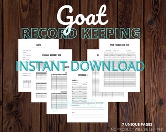Printable Goat Records Page Instant Download 8.5x11 PDF Homestead Goat ...