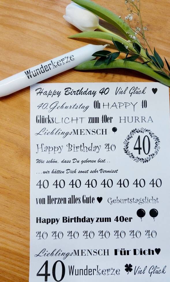 40.Geburtstag Jubiläum Happy Birthday Kerzentattoos 40er | Etsy
