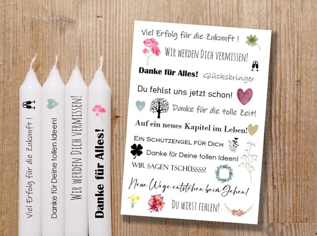 ZUM ABSCHIED Kollegen / Kollegin Kerzentattoo, Kerzenfolie, Tattoofolie ...