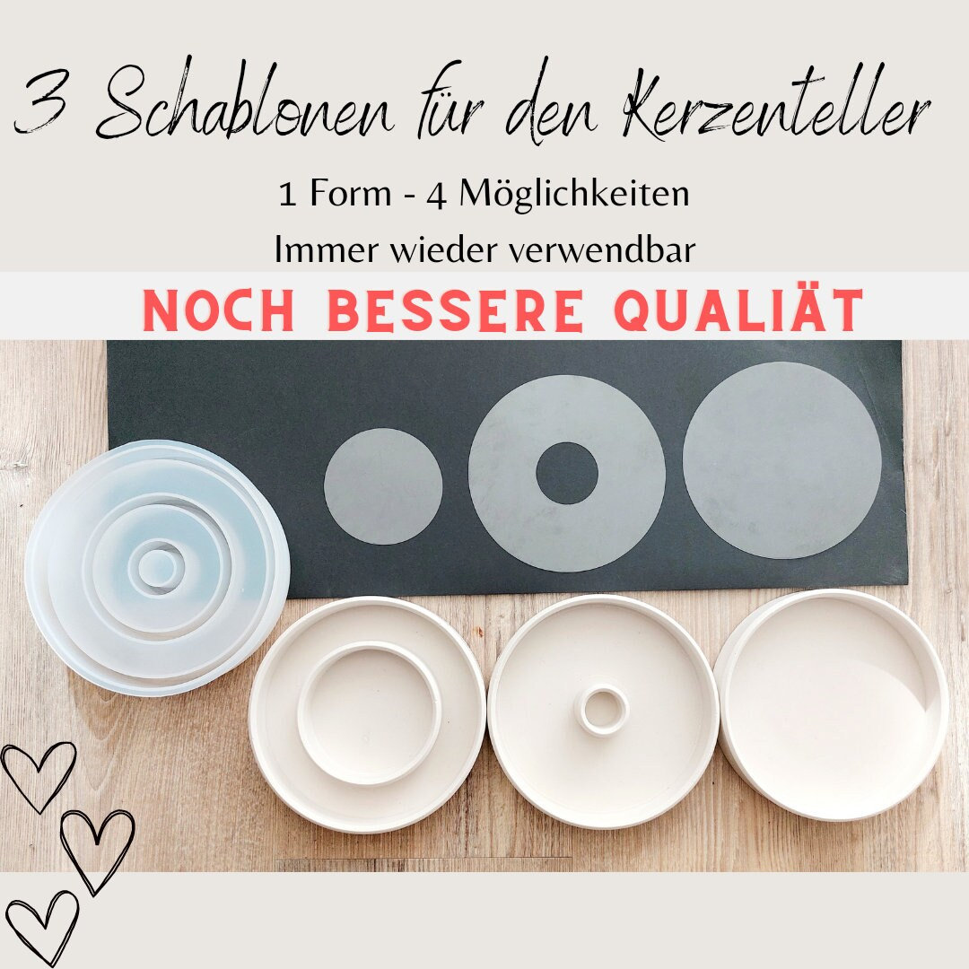 3er Set Schablonen für Silikonform Kerzenteller Kerzenhalter - Etsy.de