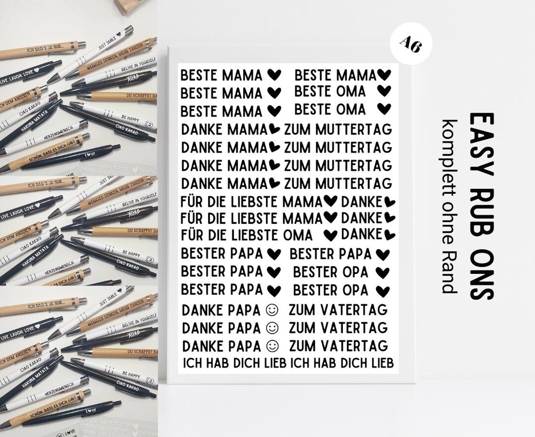 Rub on Sticker Kuli Sprüche Mutter-/vatertag A6 - Etsy