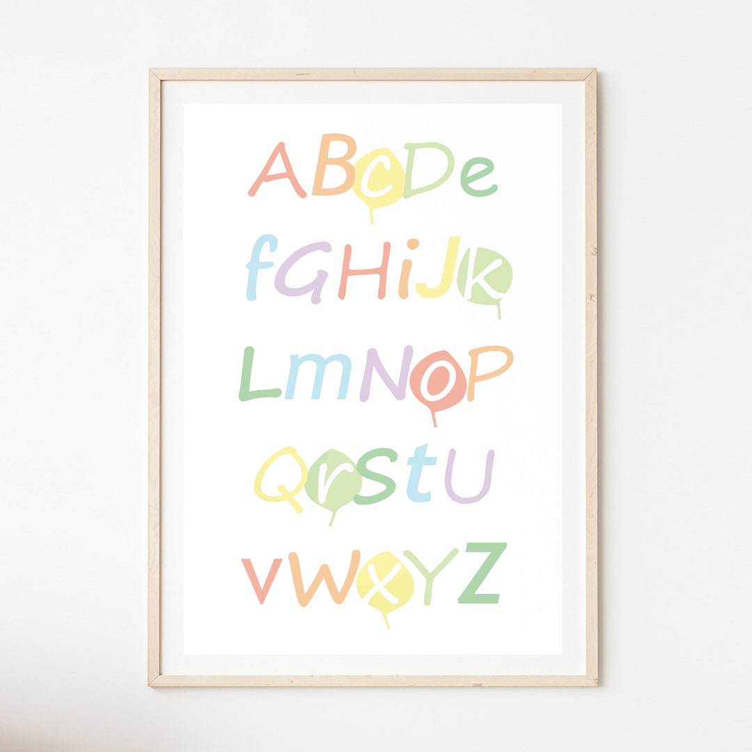 Rainbow Alphabet 2 Kids Wall Art, Room Decor, Educational Print, Poster ...