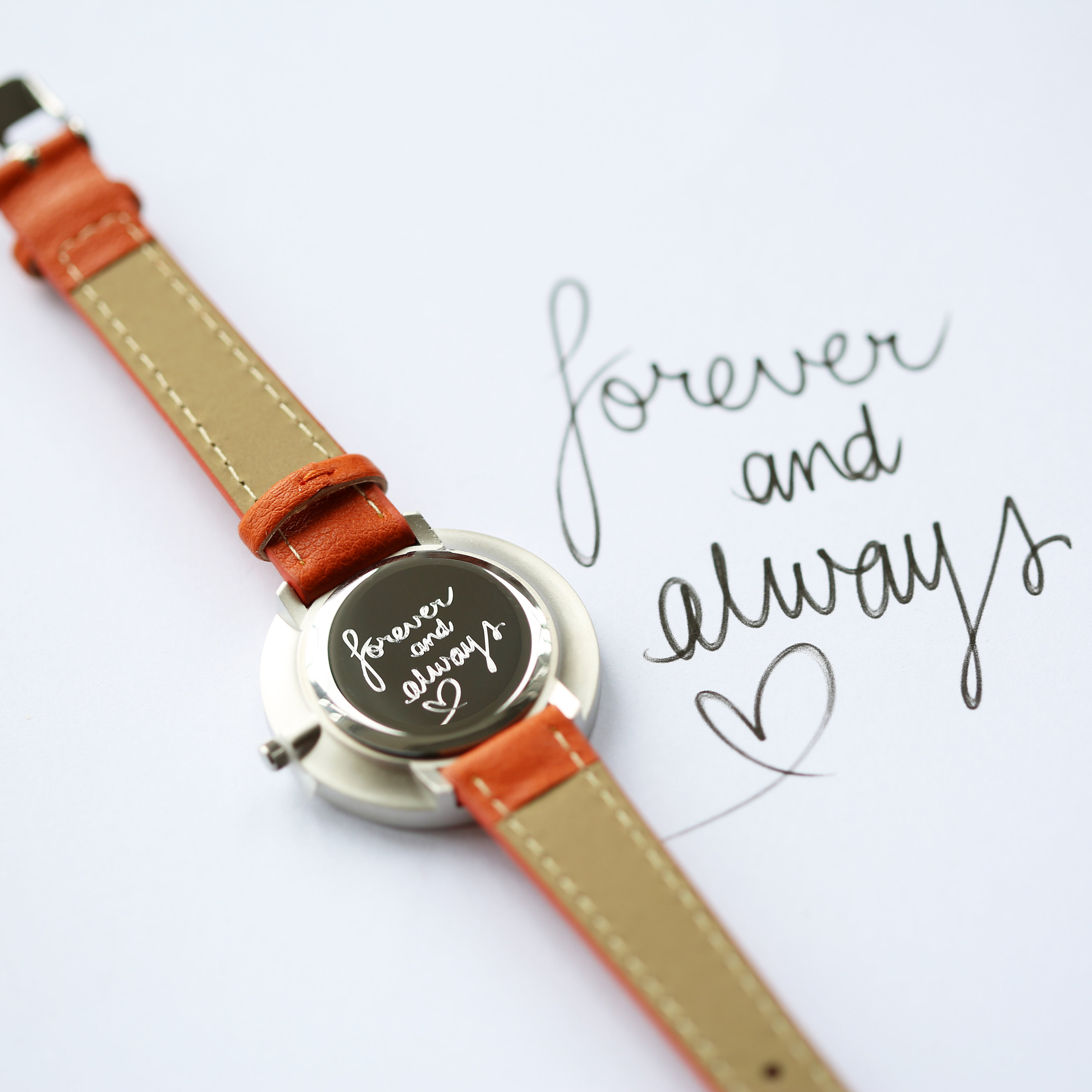 Personalised Ladies Watch Handwriting Engraving Blush Red With ...