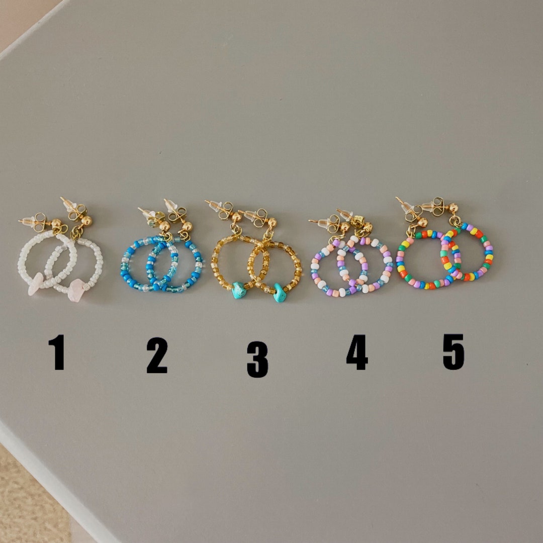 Beaded Hoop Earrings Beachy Boho Jewelry - Etsy