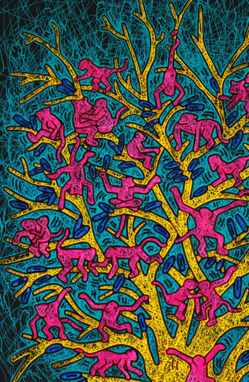 The Tree of Monkeys Rendition Wall Art, Keith Haring Poster, Graffiti ...
