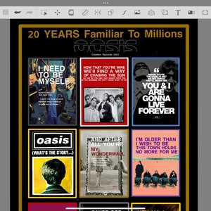 Oasis 20 Years Wall Art Print, Limited Edition Canvas Poster, Liam Noel Gallagher, Iconic Music ...
