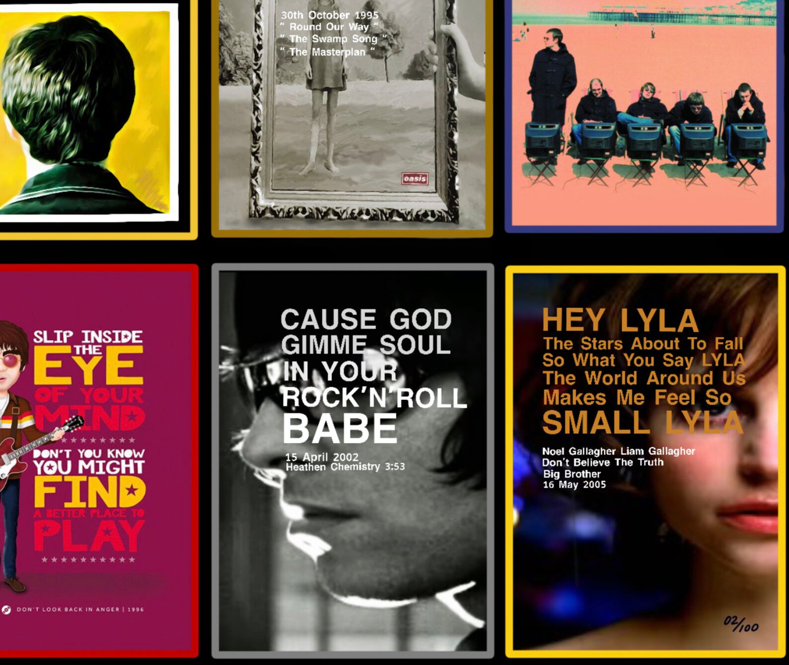 Oasis 20 Years Wall Art Print, Limited Edition Canvas Poster, Liam Noel Gallagher, Iconic Music ...