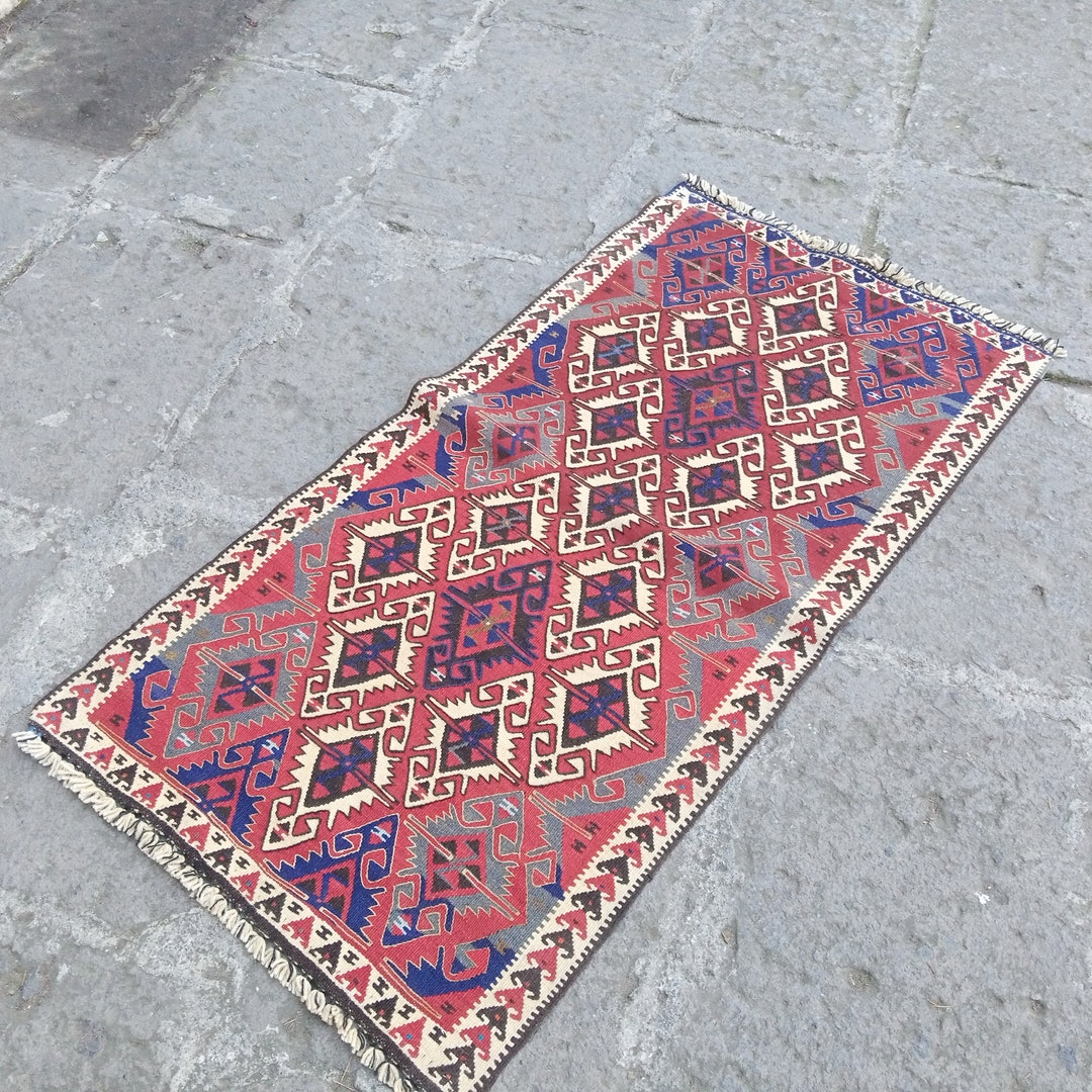 Kurdish Kilim Rug, 4.5x2.2 Ft Kilim Home Decor Rug, Kids Room Kilim Rug ...
