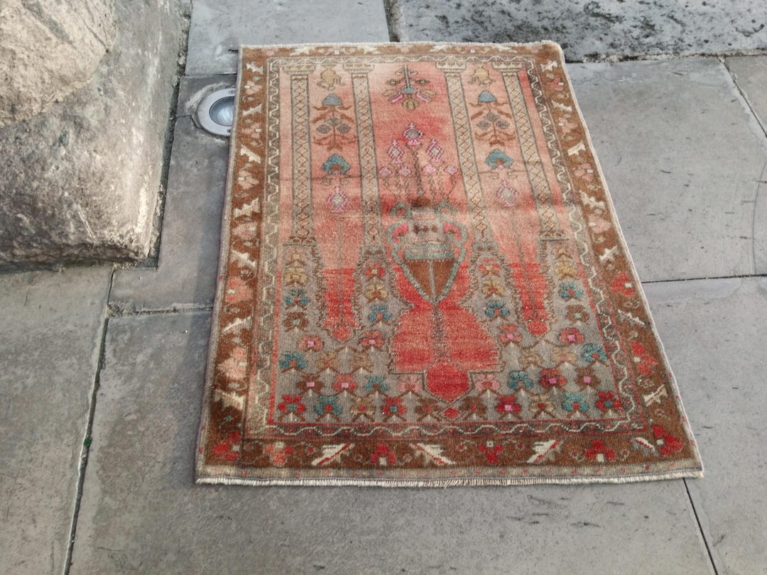 Rare Vintage Rug, 3.3x2.4 Ft Small Turkish Rug, Home Decor Rug ...