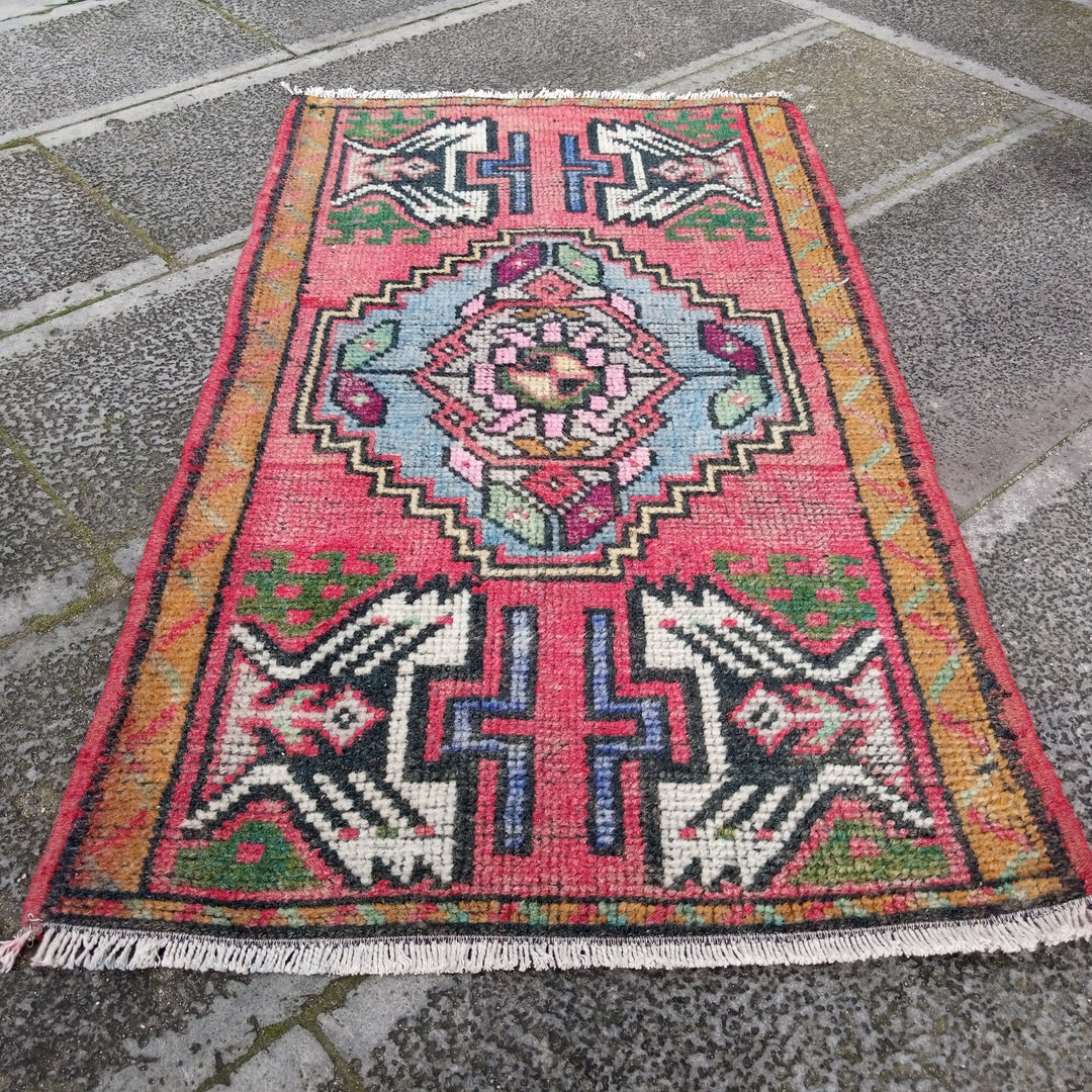 Kilim Vintage Small Rug, Door Mat, Bath Rug Mat, Turkish Small Rug Mat ...
