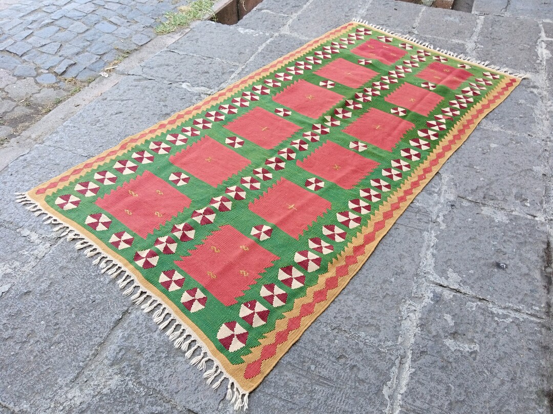 Red Kilim Runner, 8.2X4 FT Kilim Runner, Area Wool Kilim Runner ...