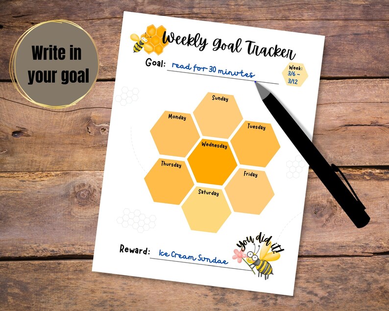 Printable Weekly Goal Tracker, Habit Tracker - Etsy