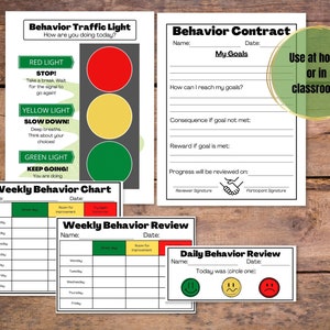 Behavior Tracking Chart Bundle, Traffic Light Bundle, Daily and Weekly ...