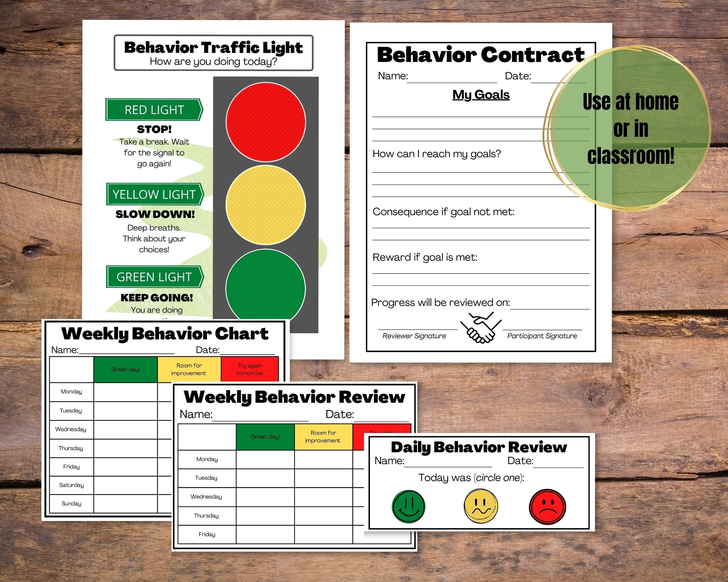 Behavior Tracking Chart Bundle, Traffic Light Bundle, Daily and Weekly ...