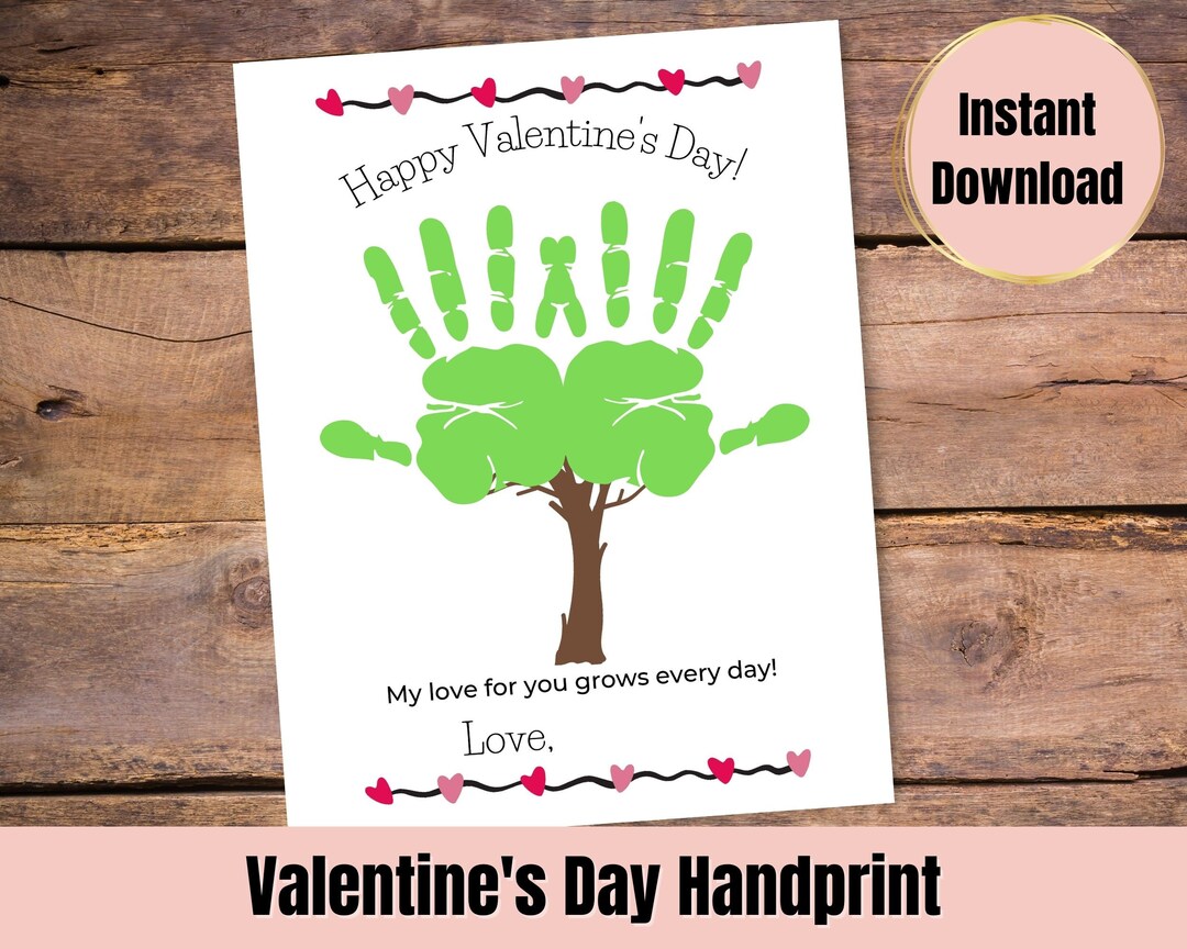 Valentine's Day Handprint Craft, Tree Handprints Printable - Etsy