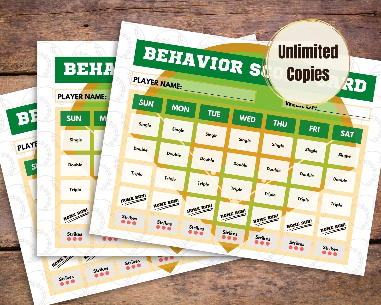 Weekly Behavior Reward Chart, Baseball Themed Behavior Tracker - Etsy