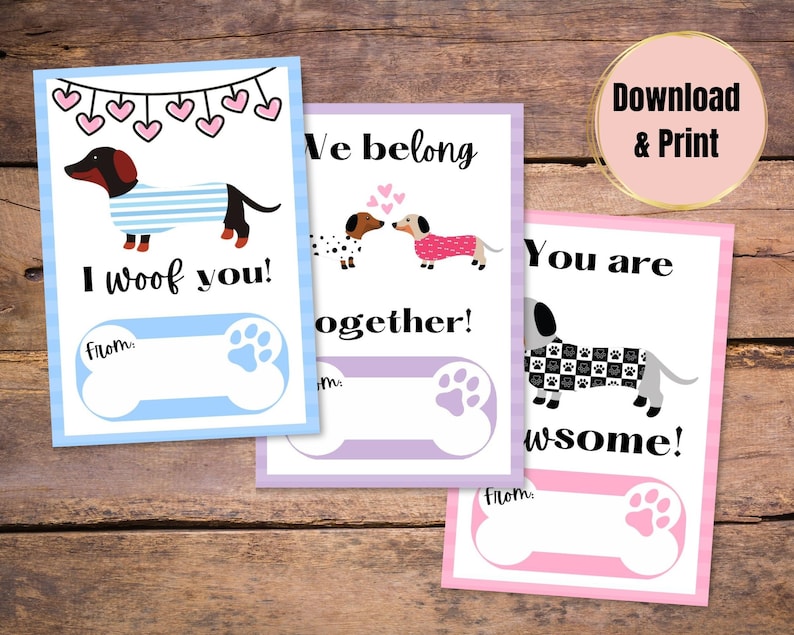 Printable Dog Valentine's Day Cards for Kids - Etsy