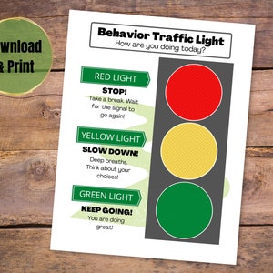 Traffic Light Behavior Chart, Printable Behavior Chart for Kids - Etsy