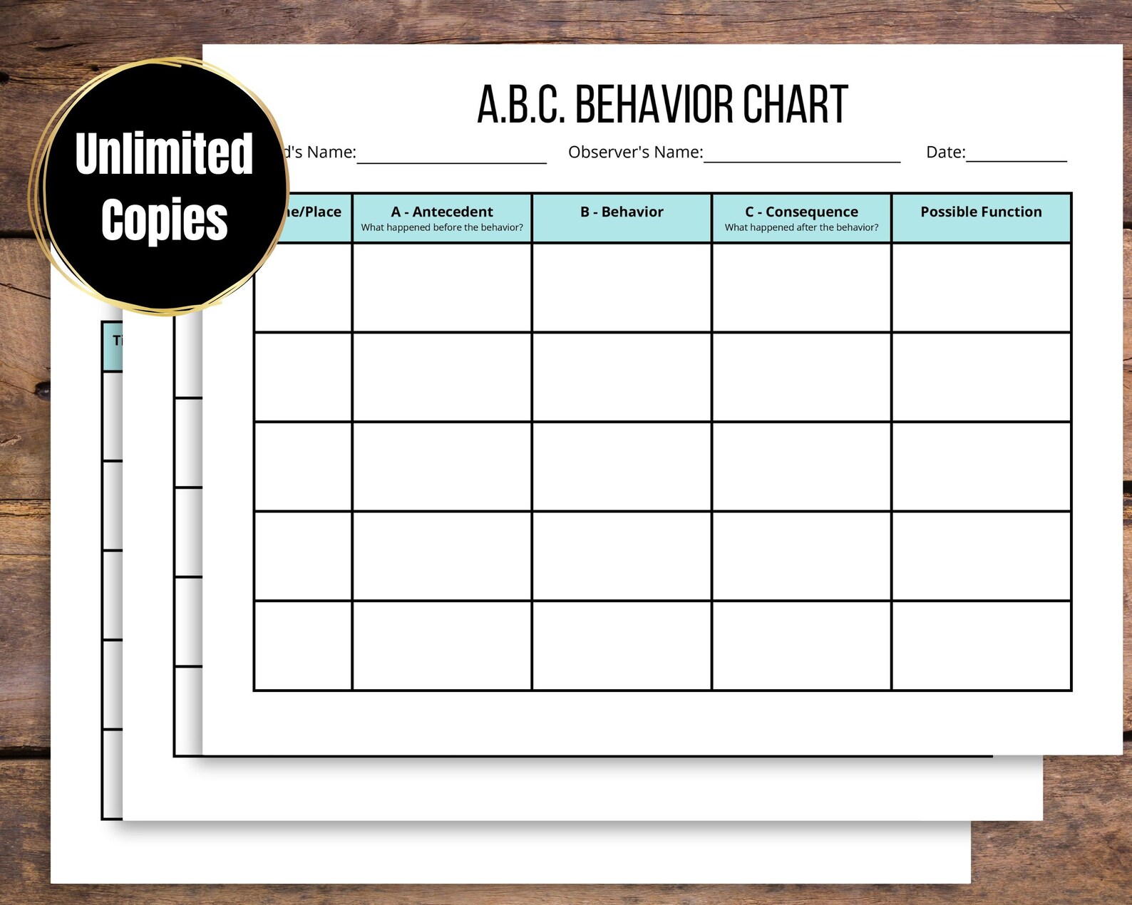 ABC Behavior Chart, Behavior Tracking Printable - Etsy