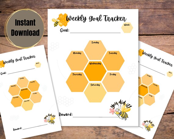 Printable Weekly Goal Tracker Habit Tracker | Etsy