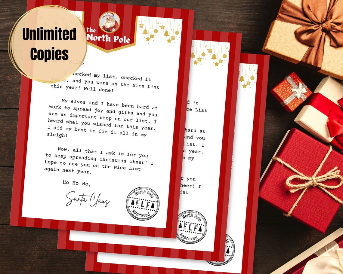 EDITABLE Letter From Santa With Envelope, Printable Letter From Santa ...