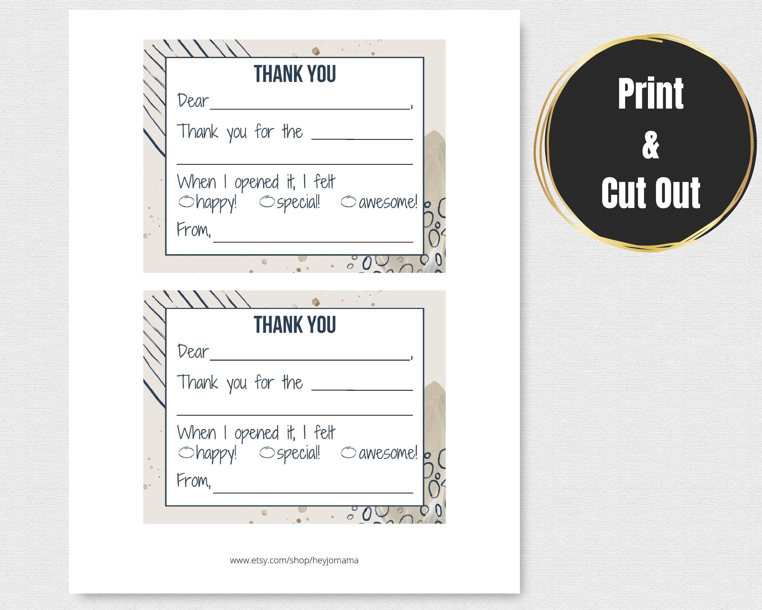 Printable Kids Fill in the Blanks Thank You Card Write-in - Etsy