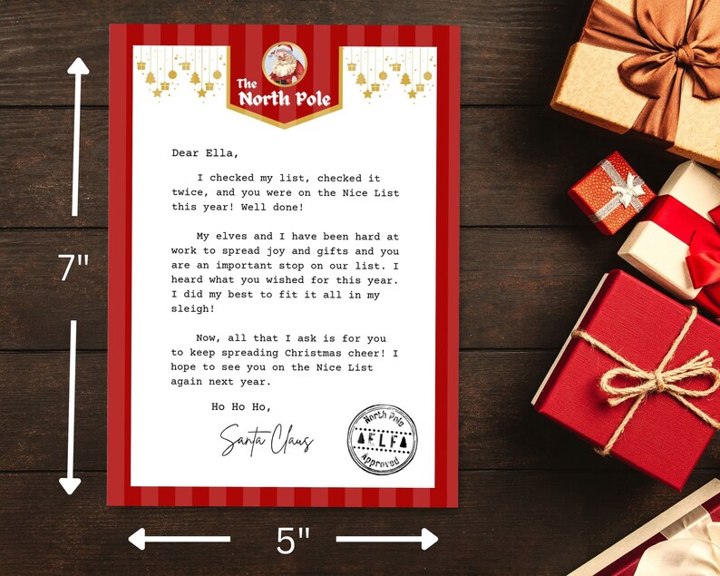 EDITABLE Letter From Santa With Envelope, Printable Letter From Santa ...