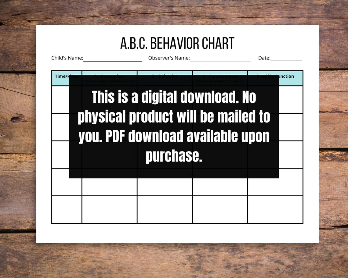ABC Behavior Chart, Behavior Tracking Printable - Etsy