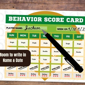 Weekly Behavior Reward Chart, Baseball Themed Behavior Tracker - Etsy
