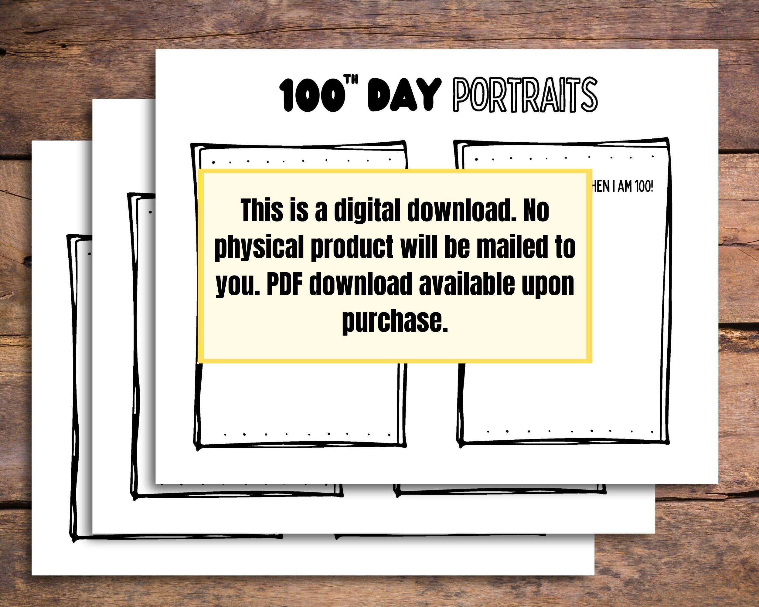 Printable 100th Day of School Self Portrait Coloring Page, 100th Day of ...