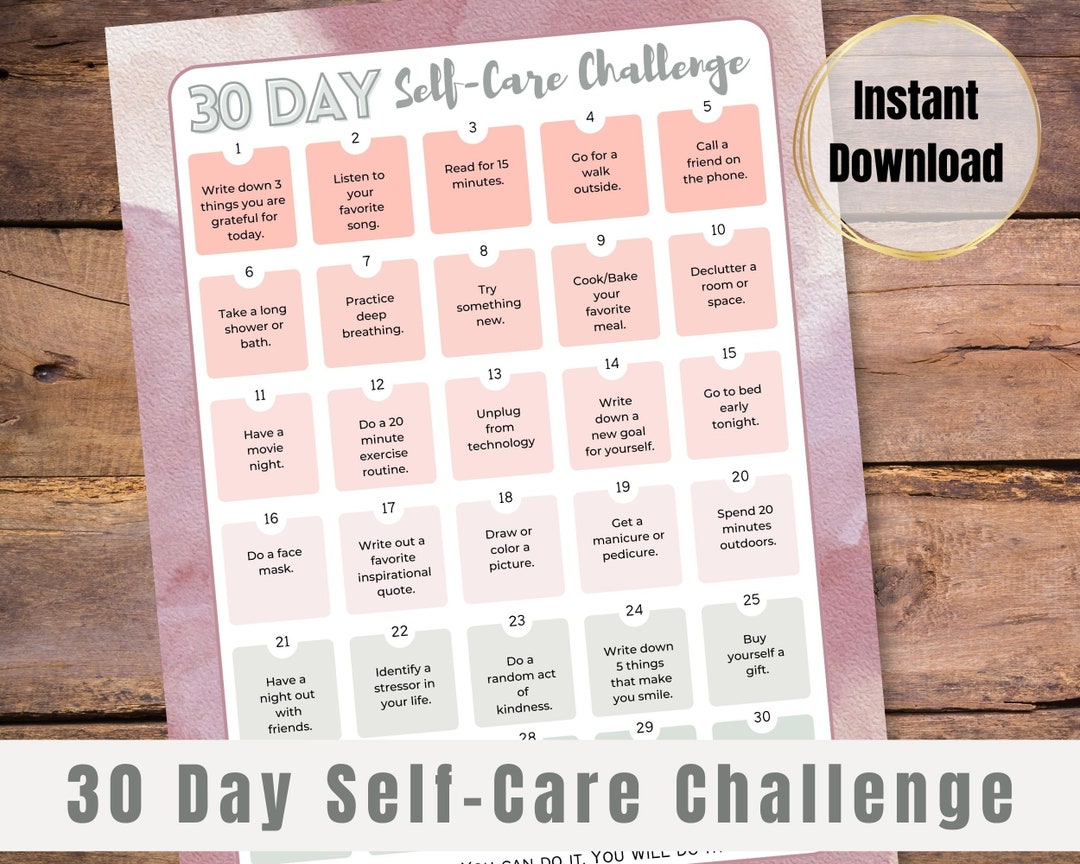 30 Day Self-care Challenge, Printable Self-care Challenge - Etsy