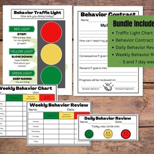 Behavior Tracking Chart Bundle, Traffic Light Bundle, Daily and Weekly ...
