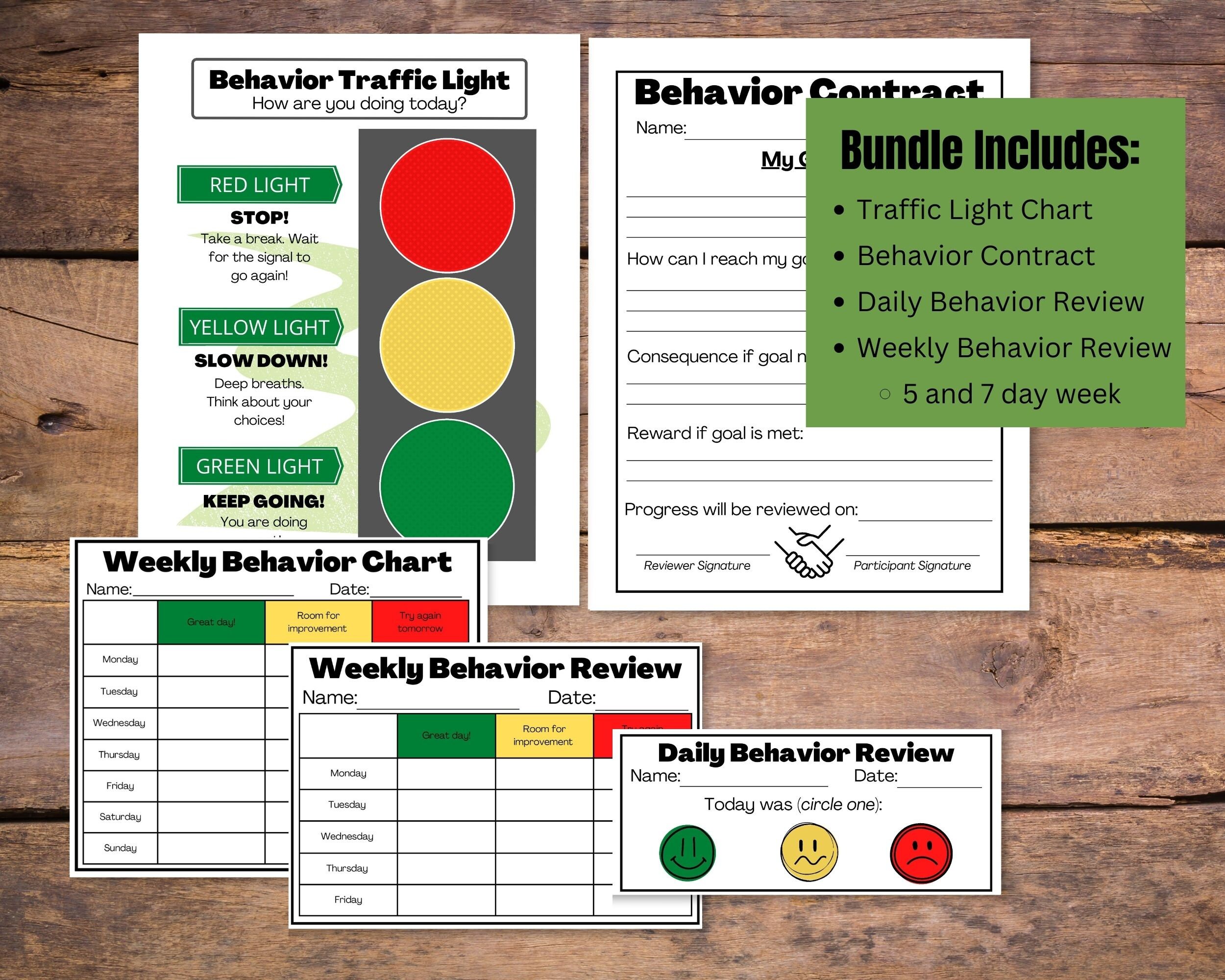 Behavior Tracking Chart Bundle, Traffic Light Bundle, Daily and Weekly ...